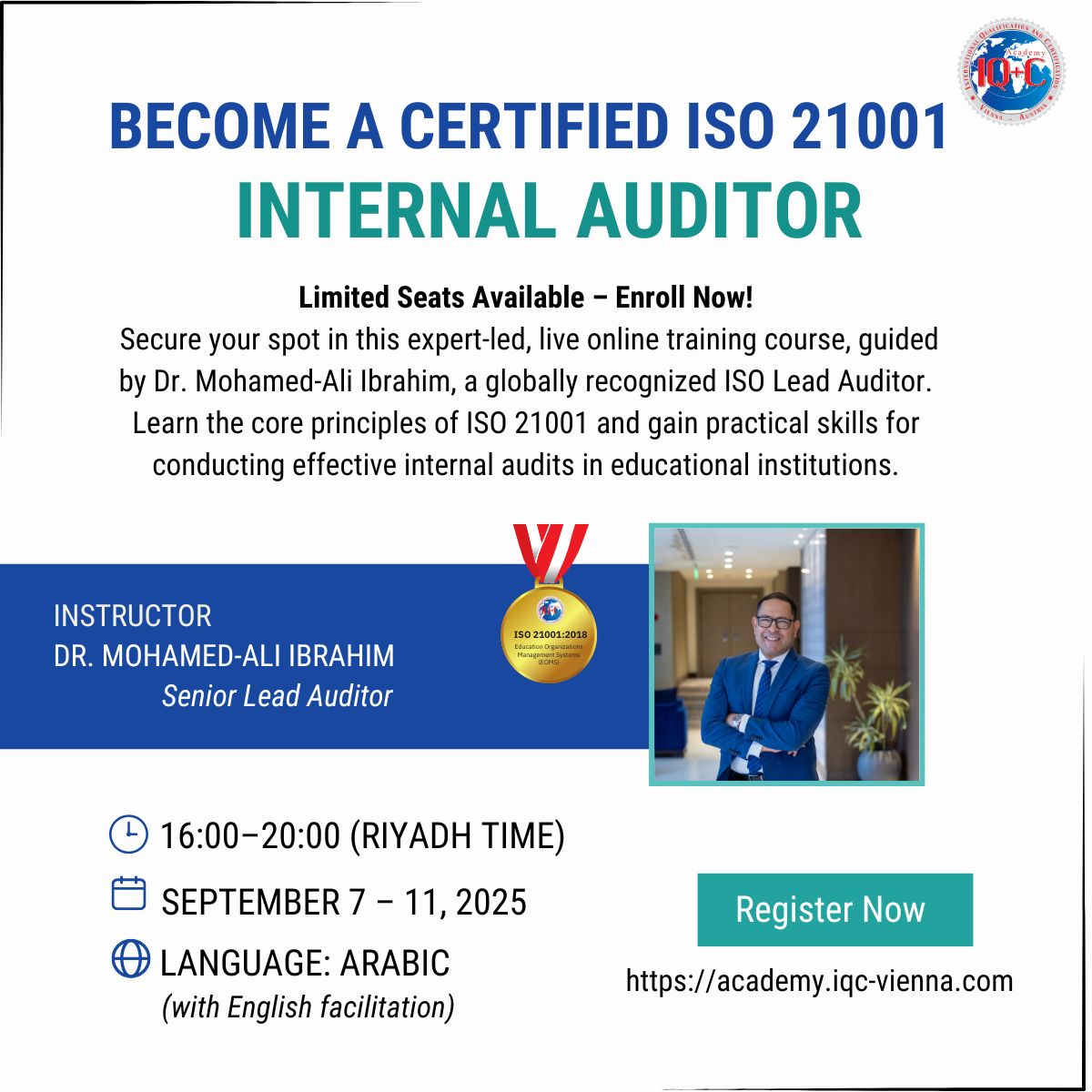 Become a Certified ISO 21001 Internal Auditor and Advance Your Career - Academy IQC Vienna